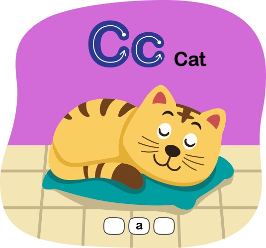 Alphabet letter c-cat exercise with cartoon Vector Image