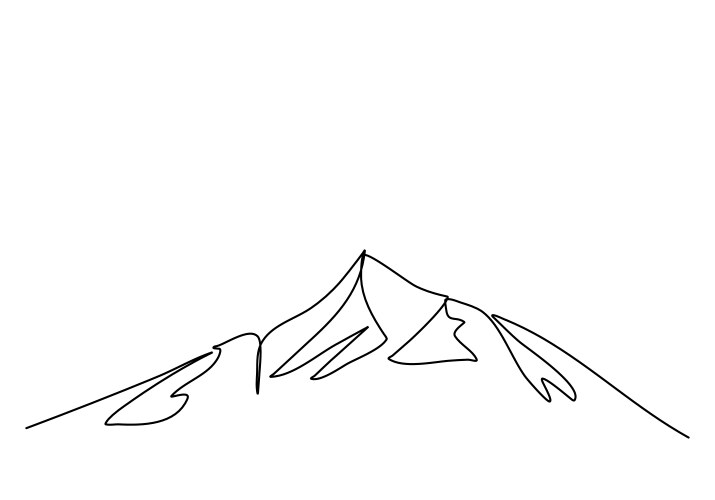 Mountains one line drawing Royalty Free Vector Image