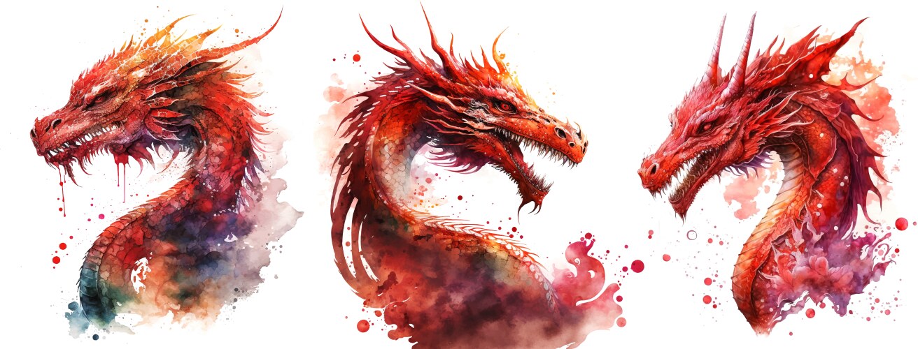 Watercolor Chinese Dragon Sketch – Royalty-Free Vector | VectorStock