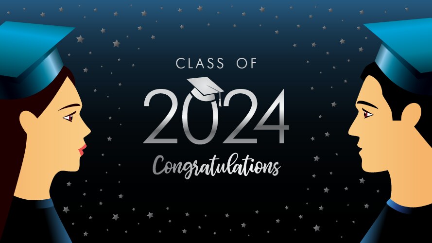 Class of 2024 congratulation graduate typography Vector Image