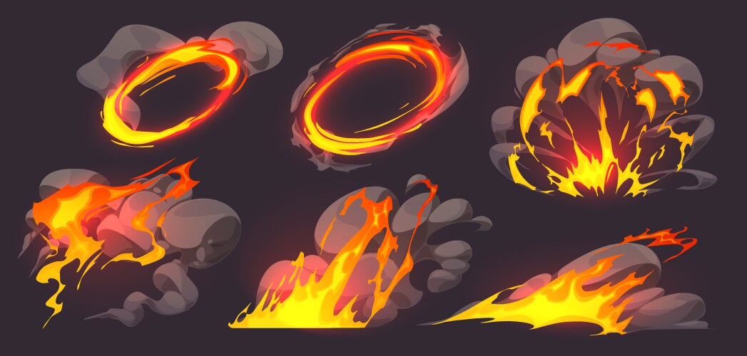 Cartoon burning camp fire flames with campfire Vector Image