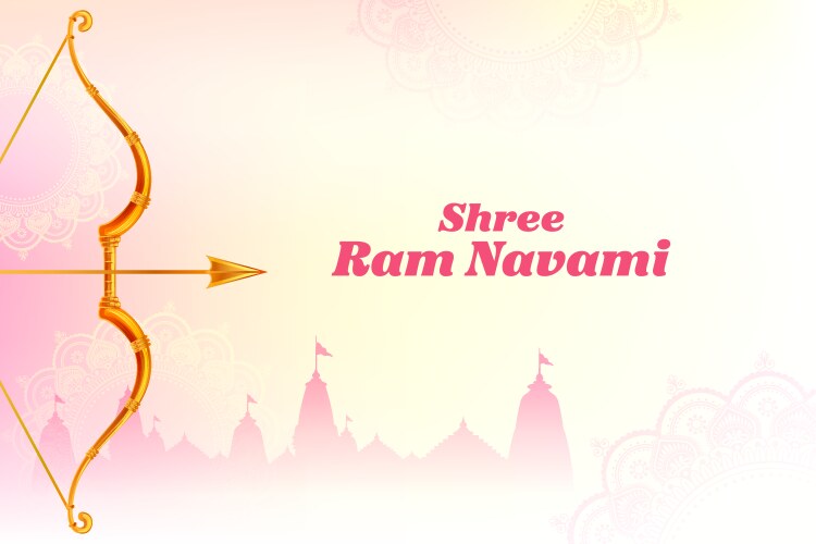 Lord rama on saffron flag in shree ram navami Vector Image