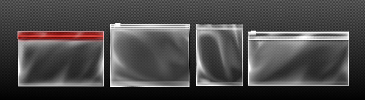 Clear zip lock bag set with transparent plastic – Royalty-Free Vector ...