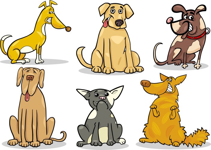 Purebred dogs group cartoon Royalty Free Vector Image