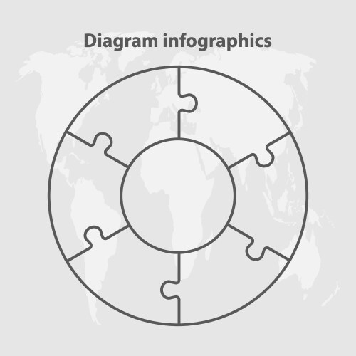 Six piece line infographic jigsaw puzzle process Vector Image
