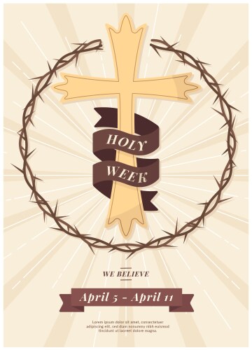 Holy week poster template Royalty Free Vector Image