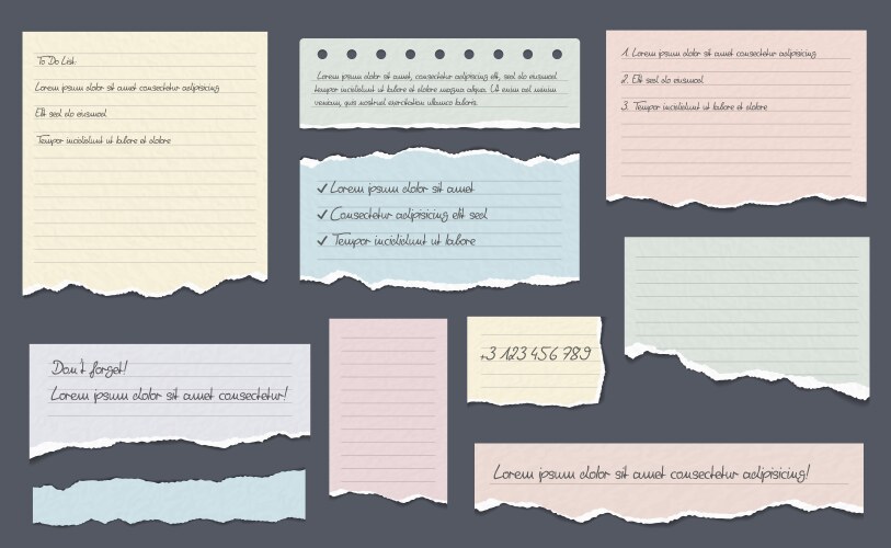 Notebook papers with torn ripped edge set Vector Image