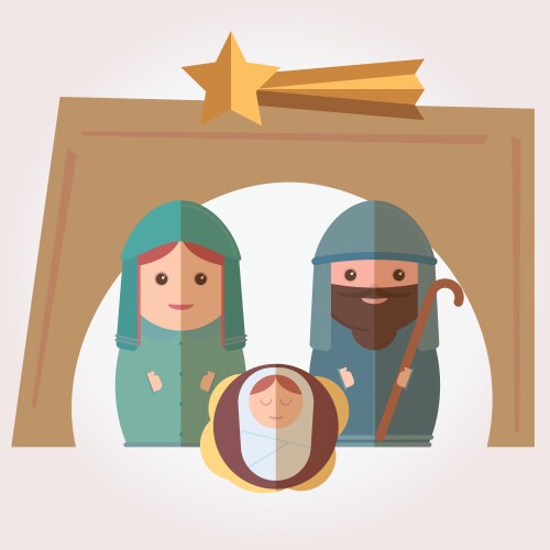 Nativity scene with holy family Royalty Free Vector Image