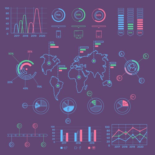 Social media blue infographic elements Royalty Free Vector