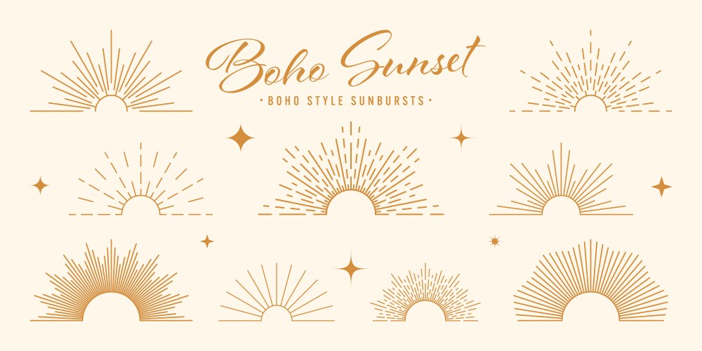 Sunburst set isolated vintage sunrise Royalty Free Vector