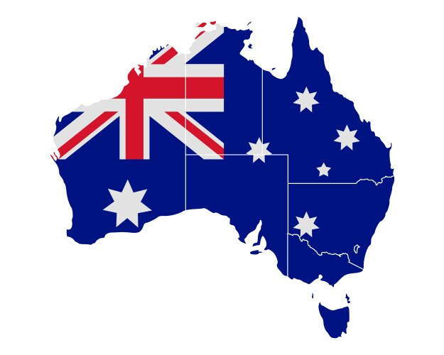 Australia flag map Royalty Free Vector Image - VectorStock