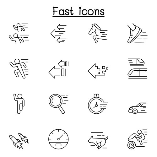 Speed icon set in thin line style Royalty Free Vector Image