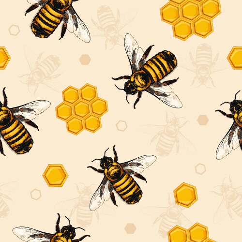 Watercolor bumblebee pattern Royalty Free Vector Image