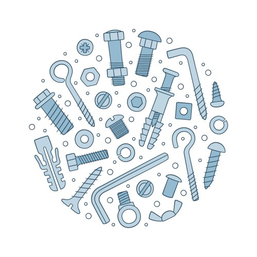 Background with fasteners bolts screws nuts Vector Image