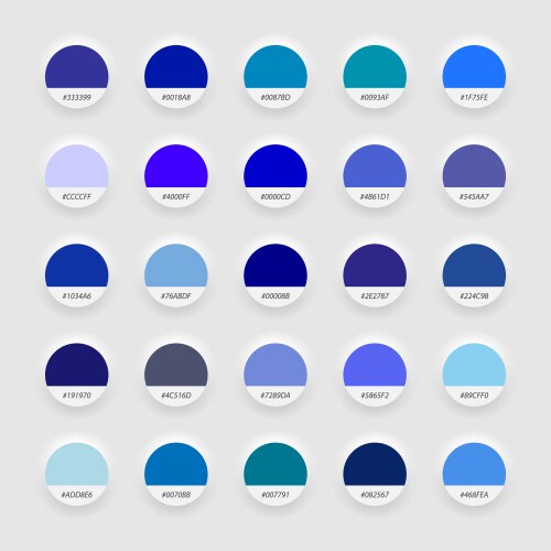 Purple color shades swatches palette with names Vector Image
