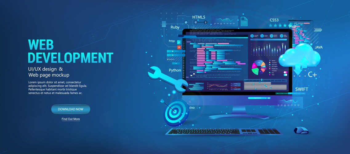 Software development banner Royalty Free Vector Image
