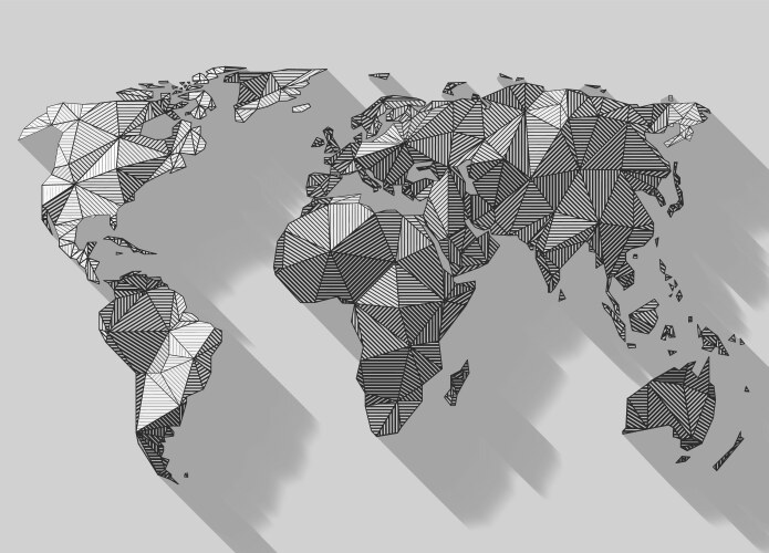 World map in polygonal style Royalty Free Vector Image