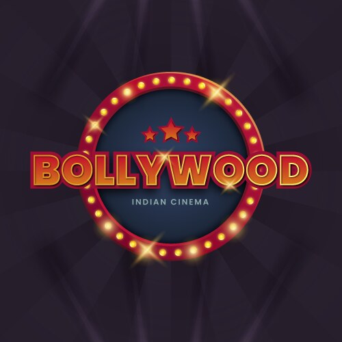 Realistic bollywood indian cinema sign Royalty Free Vector
