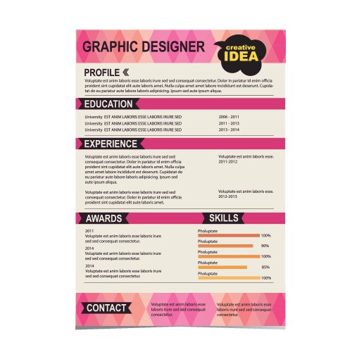 Resume template cv creative background Royalty Free Vector