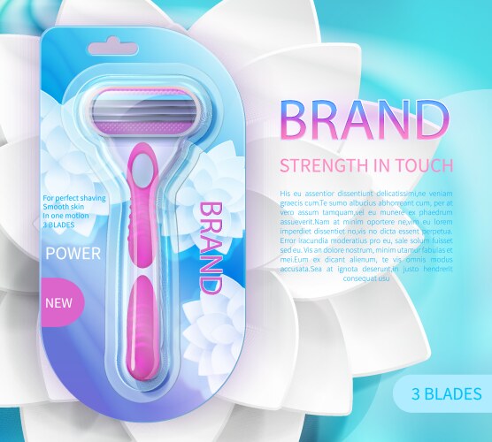 Shaving foam and safety razor blade ad banner Vector Image