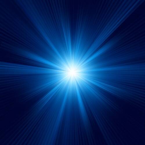 Blue rays rising on dark background with space Vector Image