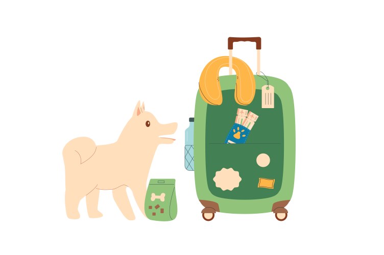 Dog suitcase isolated on white background travel Vector Image