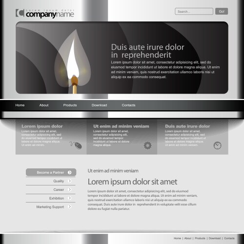 Gray website template 960 grid Royalty Free Vector Image