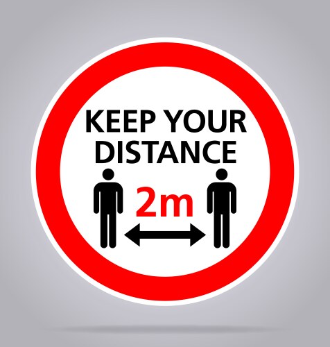 Bright glossy red and white metal plate keep out Vector Image