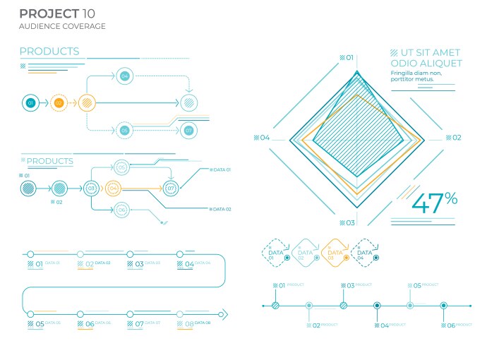 Modern project charts finance elements Royalty Free Vector