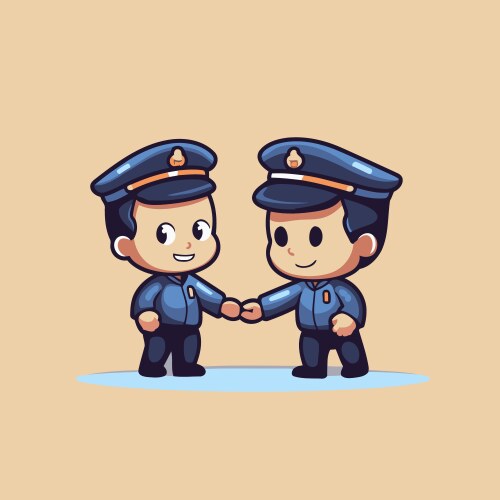Policeman and policewoman handshaking cartoon Vector Image