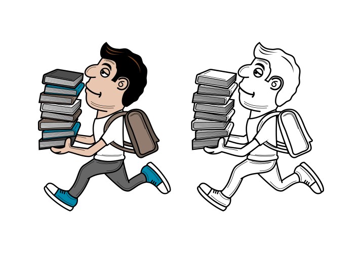 Student doodle cartoon character design Royalty Free Vector