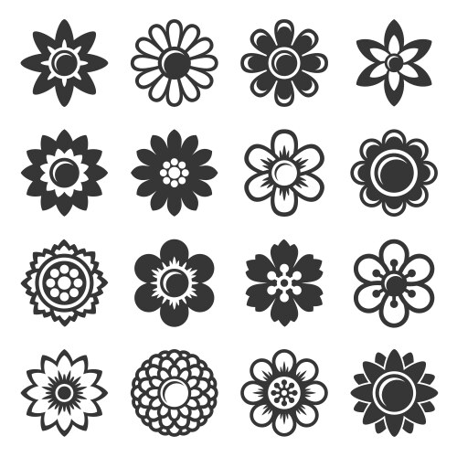 Flower icon set Royalty Free Vector Image - VectorStock