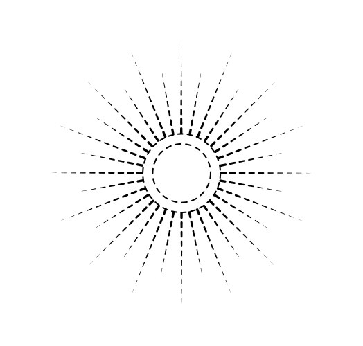 Minimalistic sun rays sunburst silhouette Vector Image