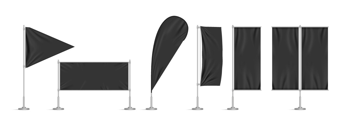 Red vinyl flags and set banners on pole Royalty Free Vector