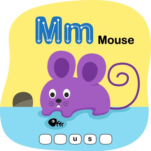 Isolated animal alphabet letter m-mouse Royalty Free Vector