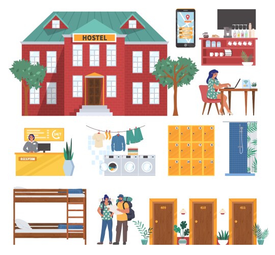 Exterior hostel for tourist Royalty Free Vector Image