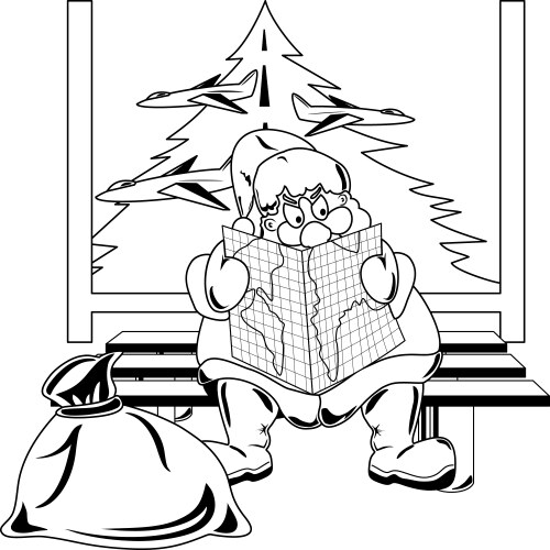 Santa claus with map Royalty Free Vector Image