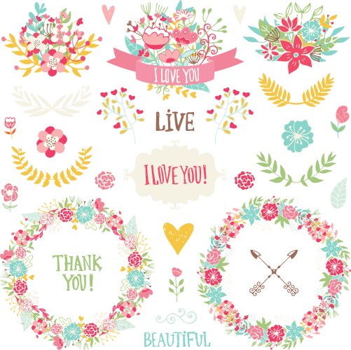 Wedding flower set Royalty Free Vector Image - VectorStock