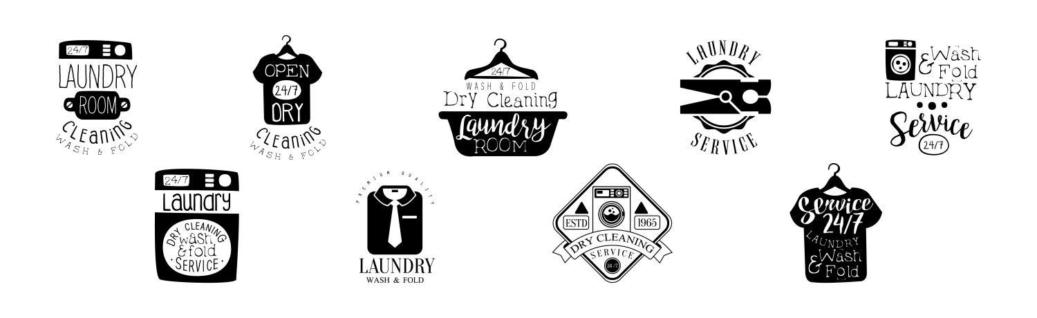 Laundry wash and fold service label and logo Vector Image