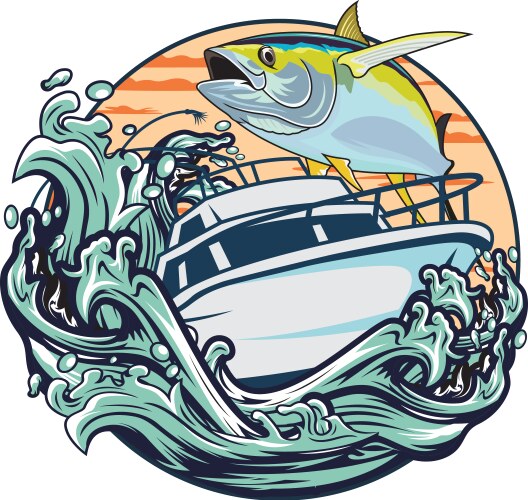 Yellowfin tuna fishing mascot logo design Vector Image
