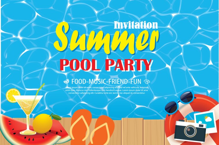 Water games with inflatables lettering poster Vector Image