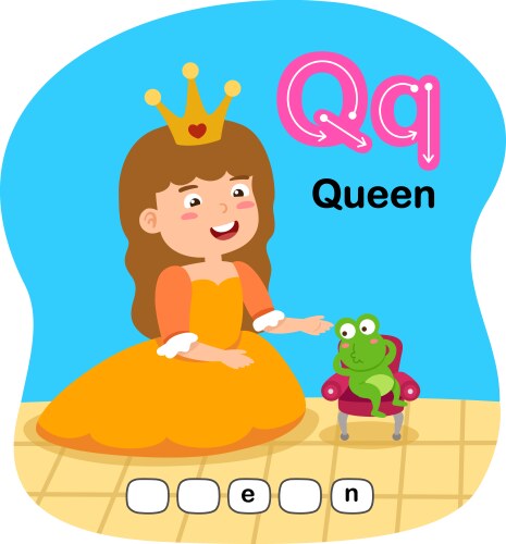Alphabet letter f - frog exercise with cartoon Vector Image