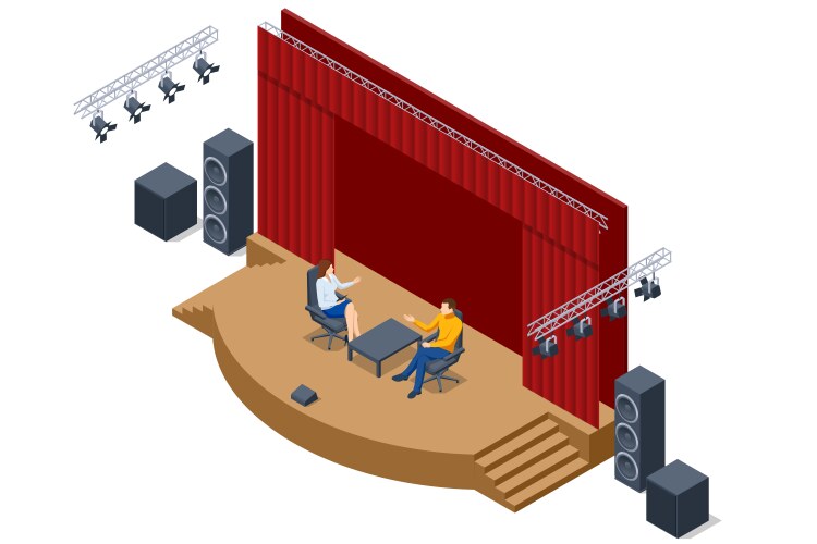 Stand-up show scene and auditorium isometric view Vector Image