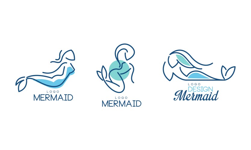 Mermaid merrow digital logo design Royalty Free Vector Image