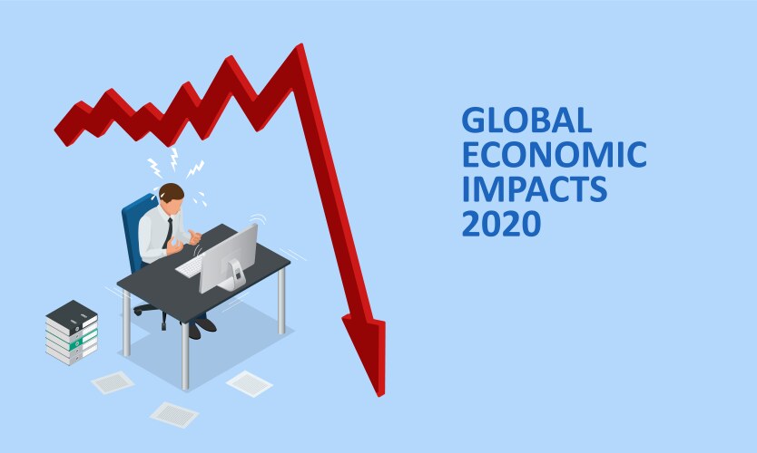 People with infographic economic impact Royalty Free Vector