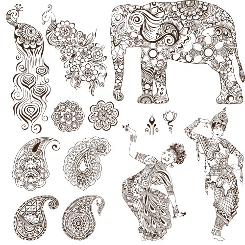 Ethnic elements indian ornament isolated Vector Image