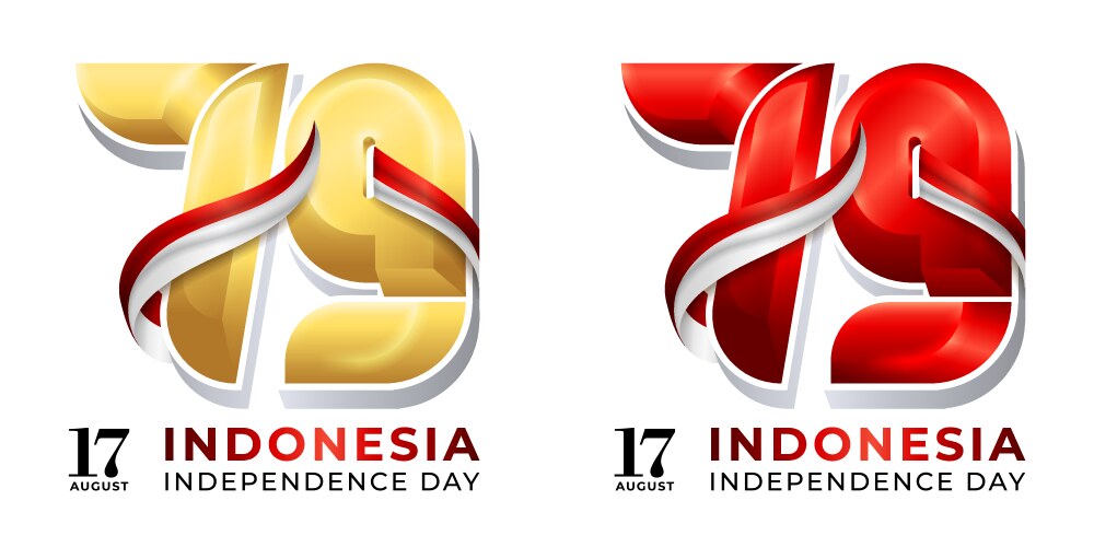 Golden 79th indonesia independence day Royalty Free Vector