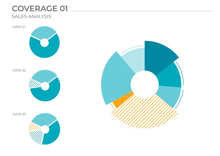 Data analysis charts in color finance elements Vector Image
