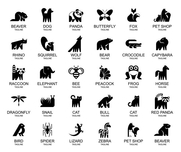 Animals logos collection Royalty Free Vector Image