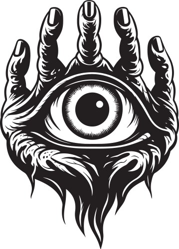 Inferno vision devil hand holding eyeball logo Vector Image